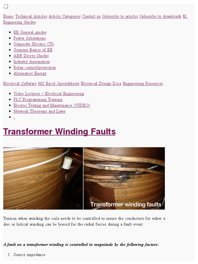 Transformer Winding Faults - EEP PDF | PDF | Transformer | Electrical ...