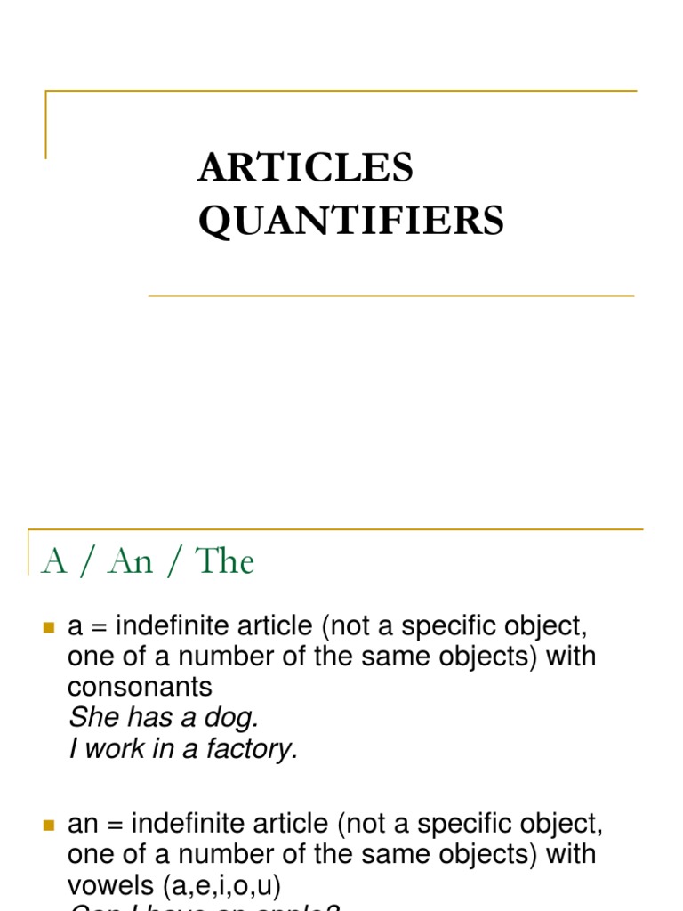 Articlesandquantifiers 120123171210 Phpapp02 | PDF | Noun | Language ...
