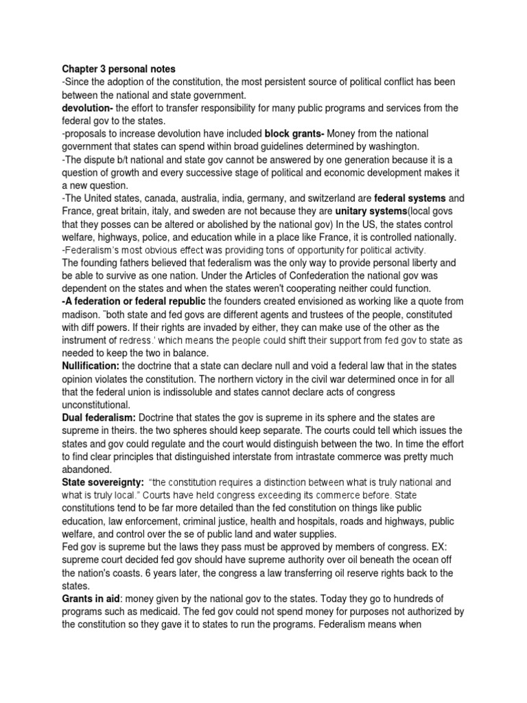 American Government 10th Edition Chapter 3 Notes | PDF | U.S. State ...