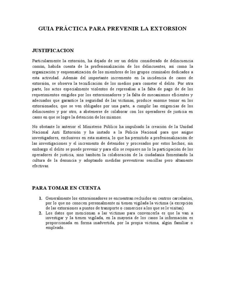 Prevención de la Extorsión: Guía Práctica | PDF | Delito | Extorsión