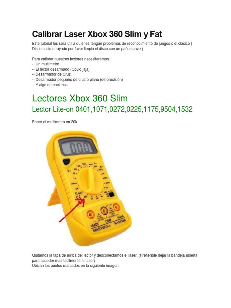 Calibrar Laser Xbox 360 Slim y Fat | PDF