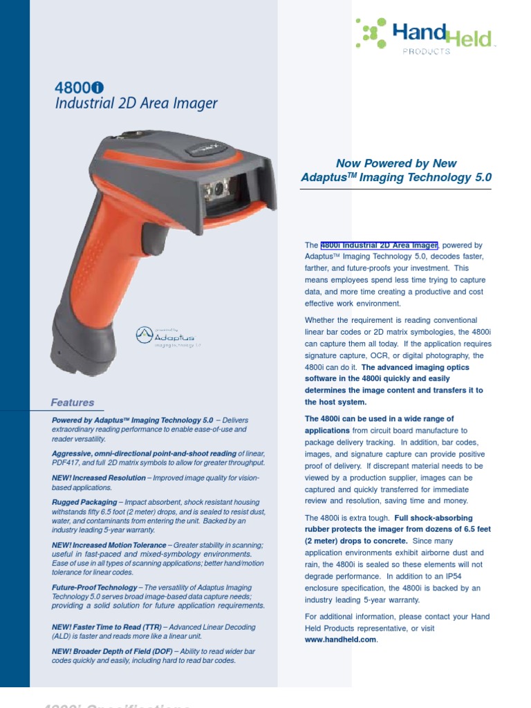 4800i Specsheet | PDF | Barcode | Digital Technology