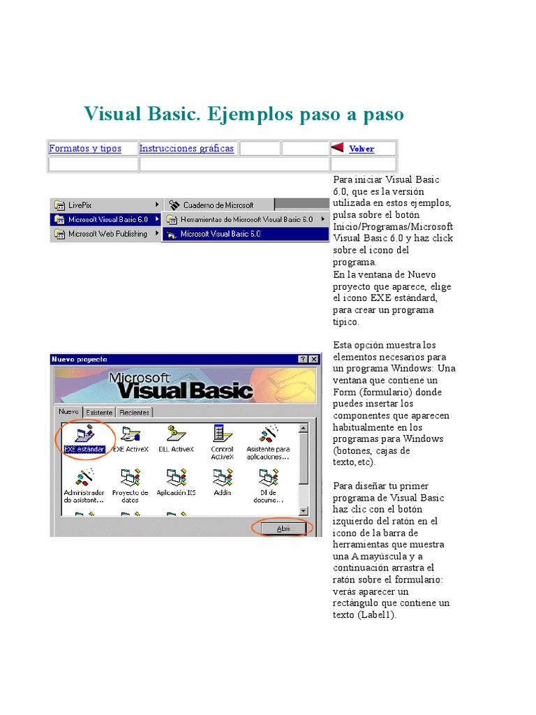 Ejercicios Visual Basic 6 | PDF | Básico | Point and Click