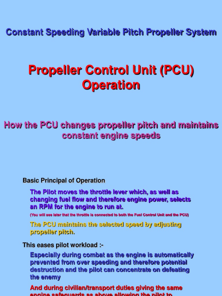 Propeller Control Unit (PCU) Operation: Constant Speeding Variable ...