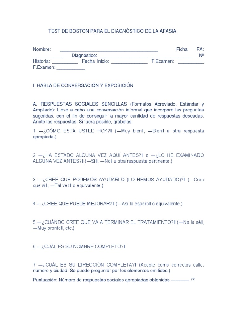 Test de Boston Modificado | PDF
