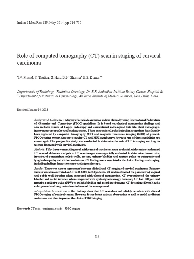 Role of Computed Tomography (CT) Scan in Staging of Cervical Carcinoma ...