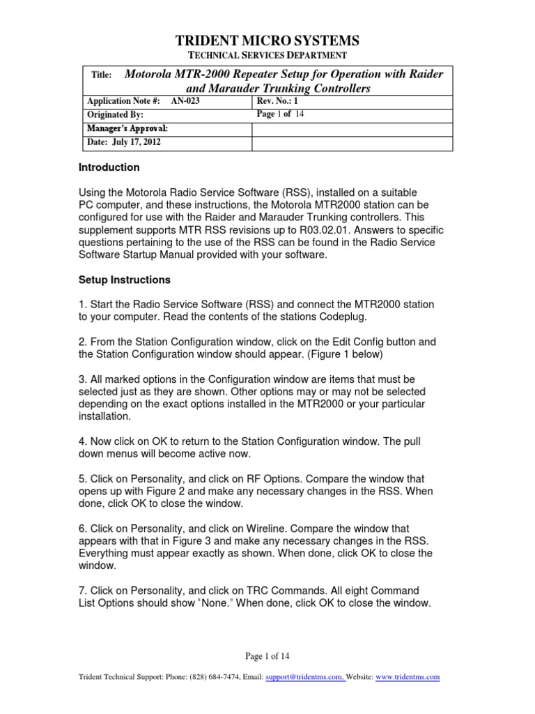 An-023 - Motorola MTR2000 To RM | PDF | Radio | Manufactured Goods