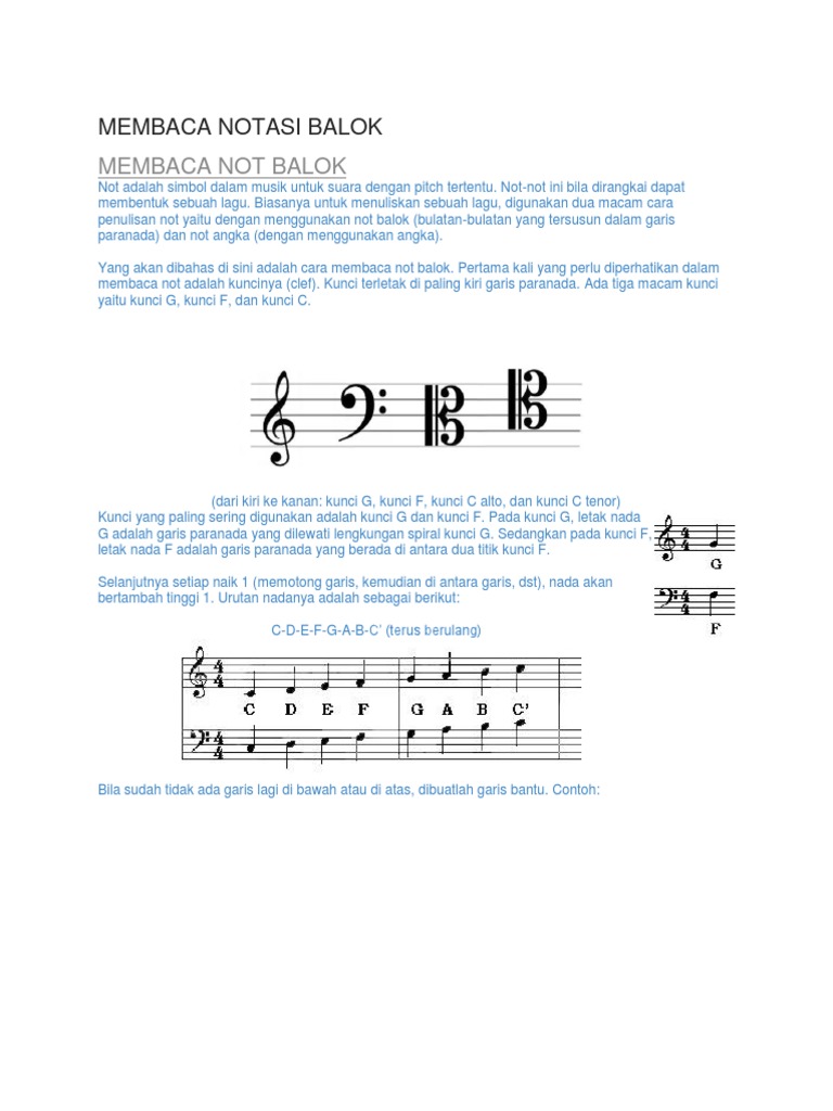 Cara Membaca Notasi Balok Musik | PDF
