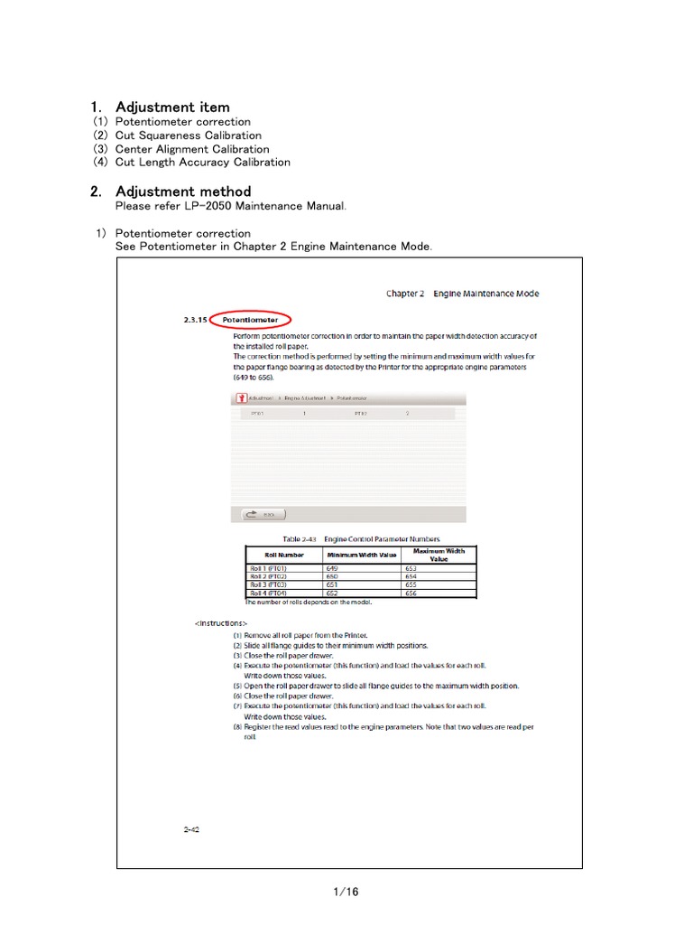 Adjustment Item and Adjustment Method After The LP-2050 ROLL FEED UNIT ...