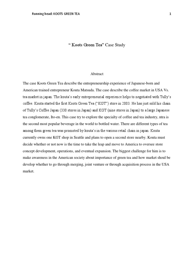 Lesson 5 Koots Tea Case Study | PDF | Entrepreneurship | Strategic Management