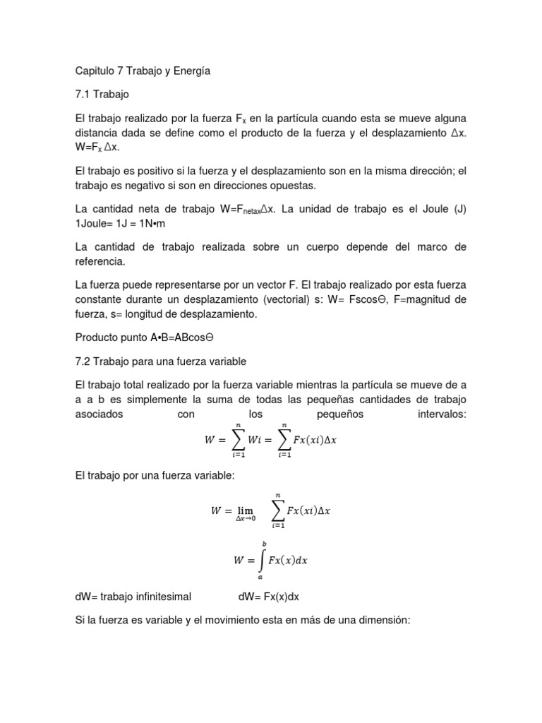 Trabajo y Energía en Física | PDF | Fuerza | Movimiento (física)