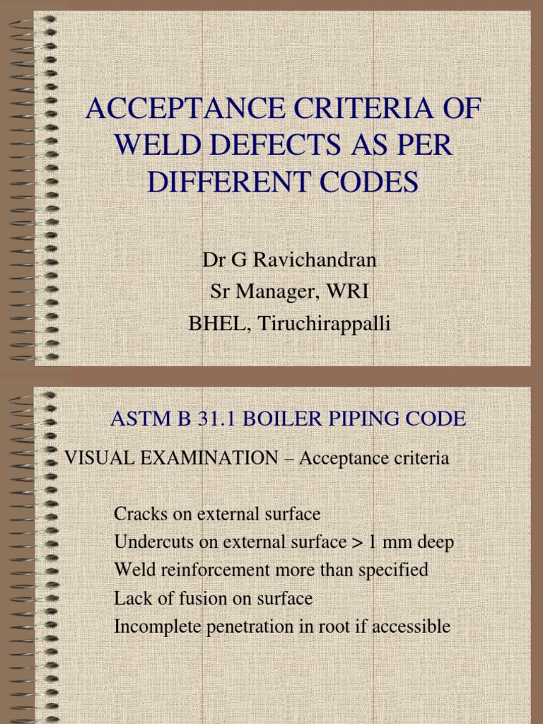 Weld Defect Acceptance Criteria | PDF | Welding | Construction