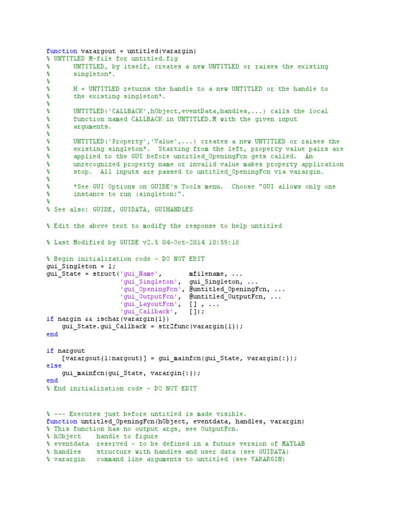 Function: 'Gui - Name' 'Gui - Singleton' 'Gui - Openingfcn' 'Gui ...