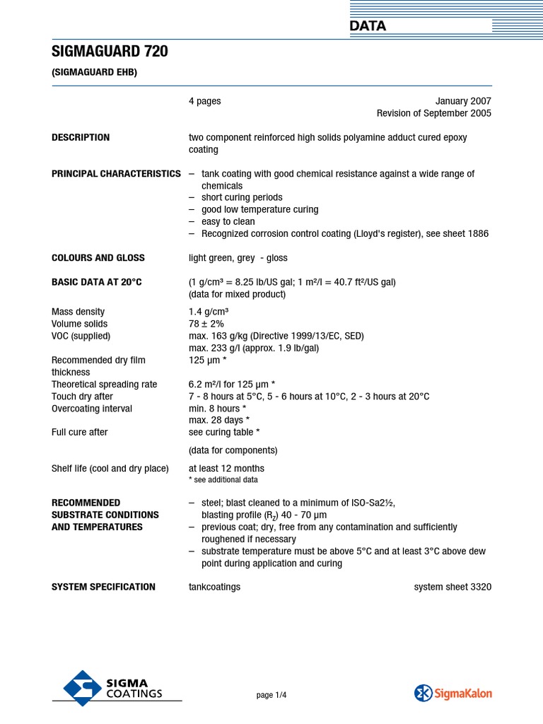 Sigmaguard 720 | PDF | Paint | Chemistry