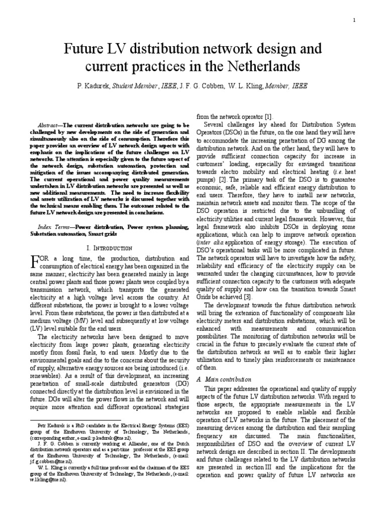 Future LV Distribution Network Design PDF | Download Free PDF ...