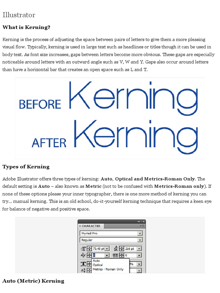 Adobe Illustrator Kerning Guide | PDF | Latin Alphabet | Typography