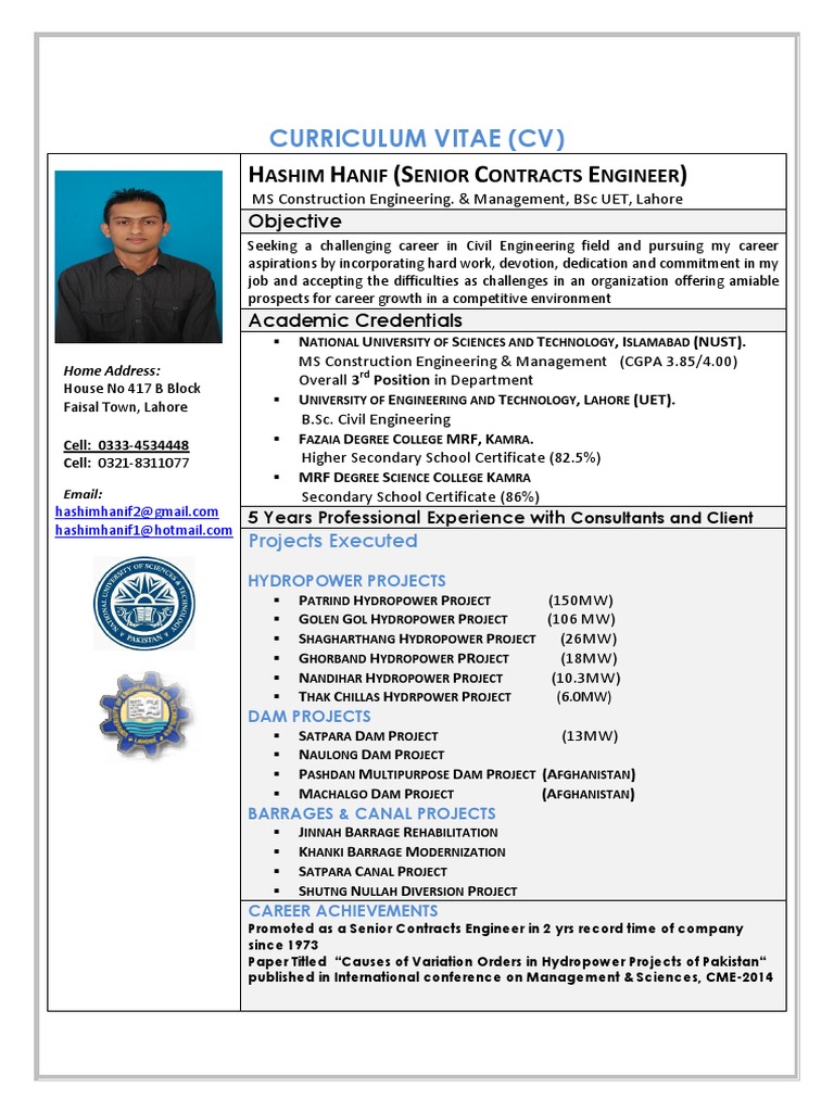 Hashim Hanif CV | PDF | Construction Bidding | Specification (Technical ...