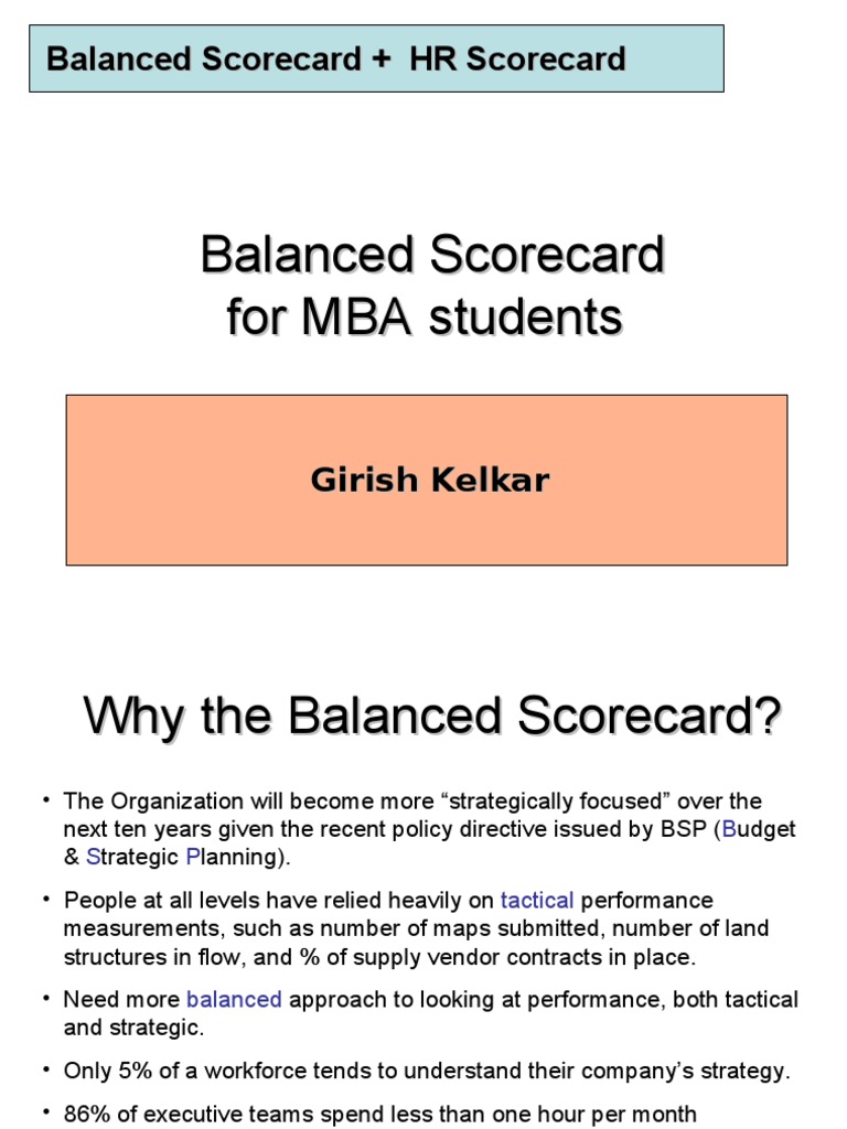 Balanced Scorecard For MBA Students | PDF | Strategic Management ...