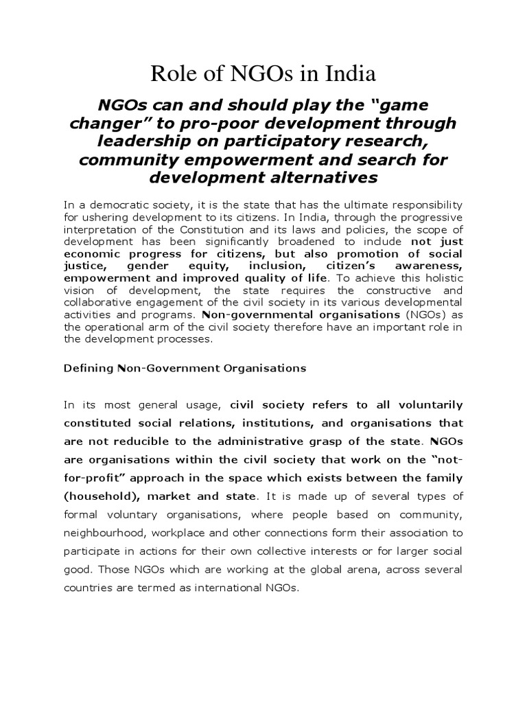 The Important Role of NGOs in India's Development: From Grassroots Work ...