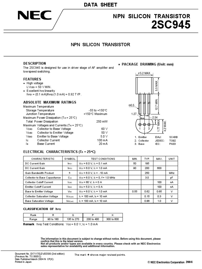 2SC945.pdf | Quality (Business) | Electronics