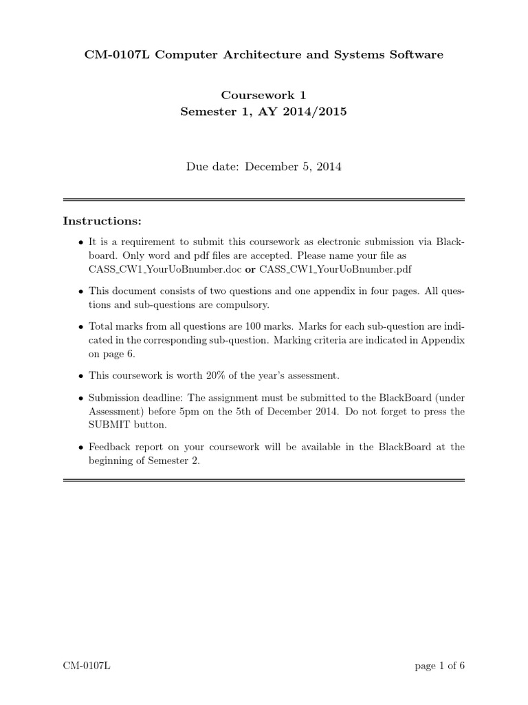 CM-0107L Computer Architecture and Systems Software | PDF | Binary Coded Decimal | Decimal