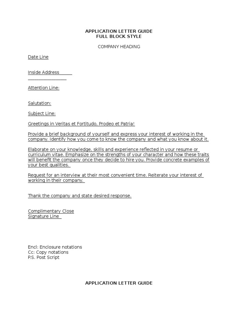 Application Letter Guide Full Block Style | PDF | Computing And ...