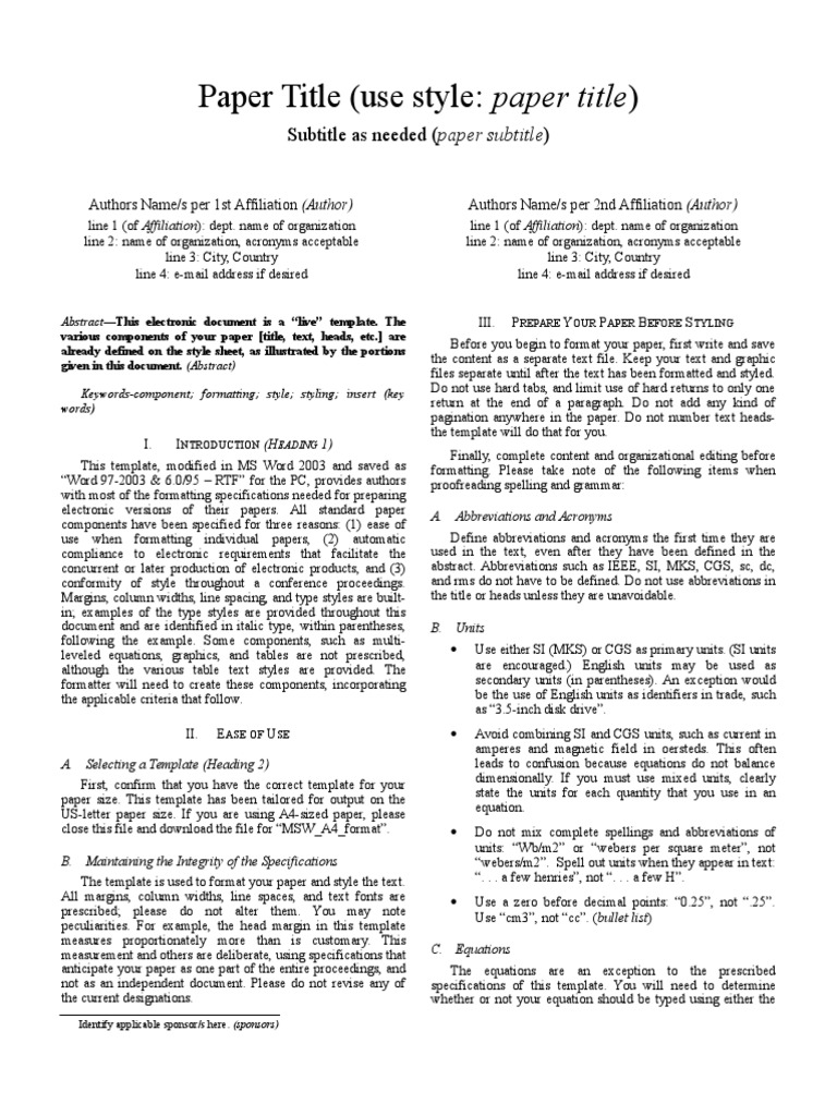 Paper Title (Use Style: Paper Title) : Subtitle As Needed (Paper ...