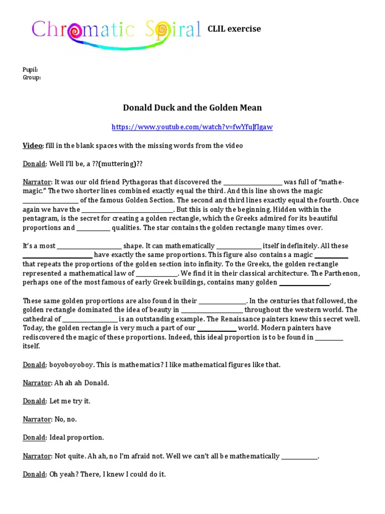 Donald Duck and The Golden Mean-Students | PDF | Teaching Mathematics ...