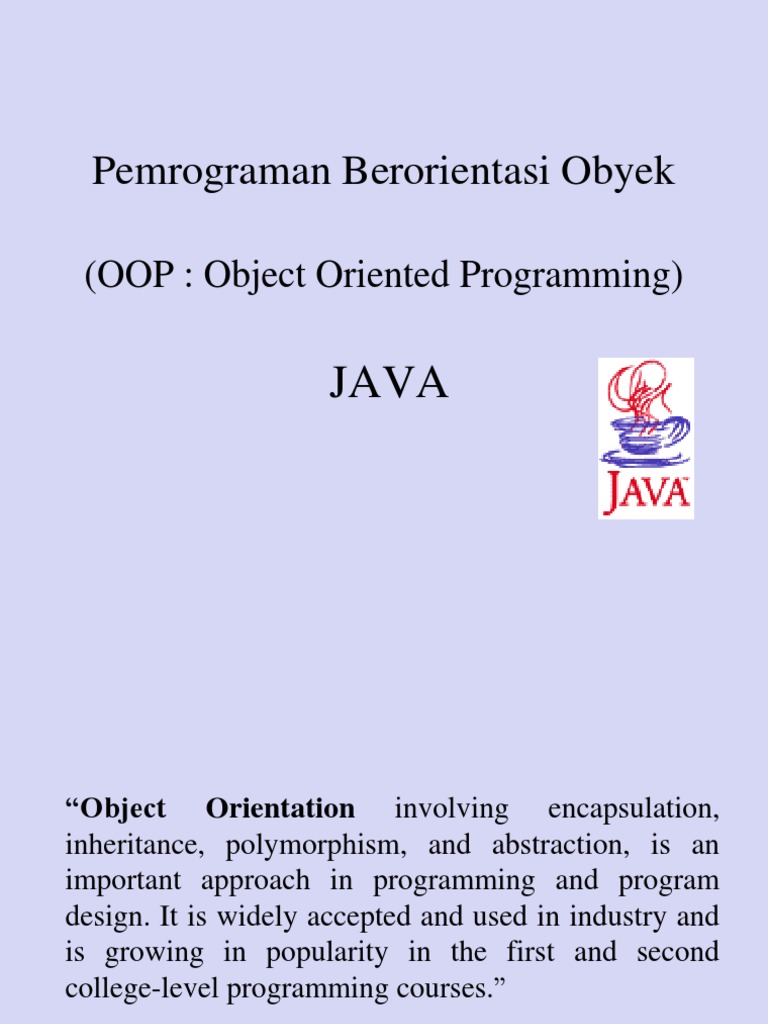 Pemrograman Berorientasi Obyek: (OOP: Object Oriented Programming) | PDF | Class (Computer ...