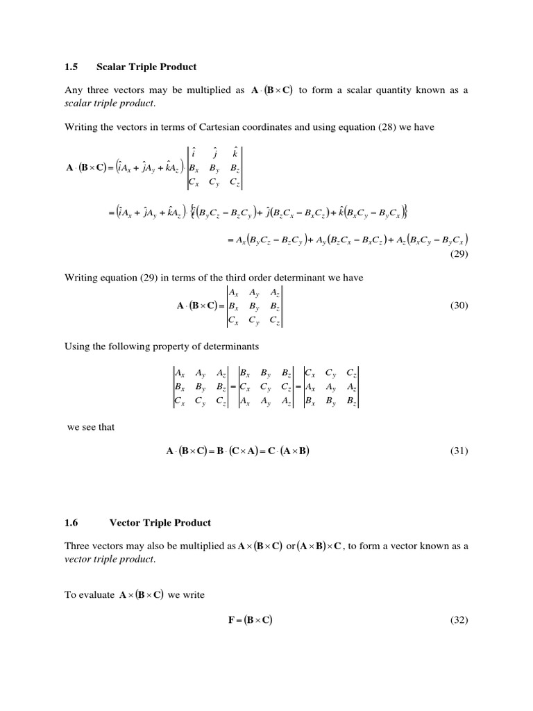 1.5 Scalar Triple Product | PDF | Scalar (Mathematics) | Determinant
