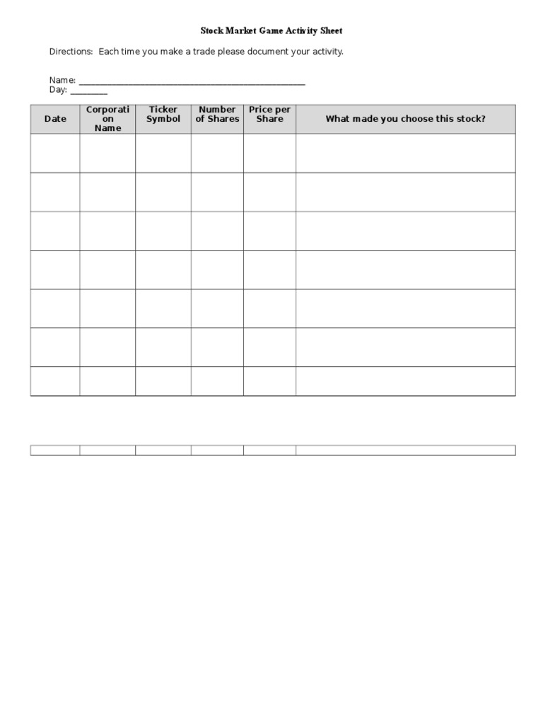 Stock Market Trading Activity Log | PDF | Law