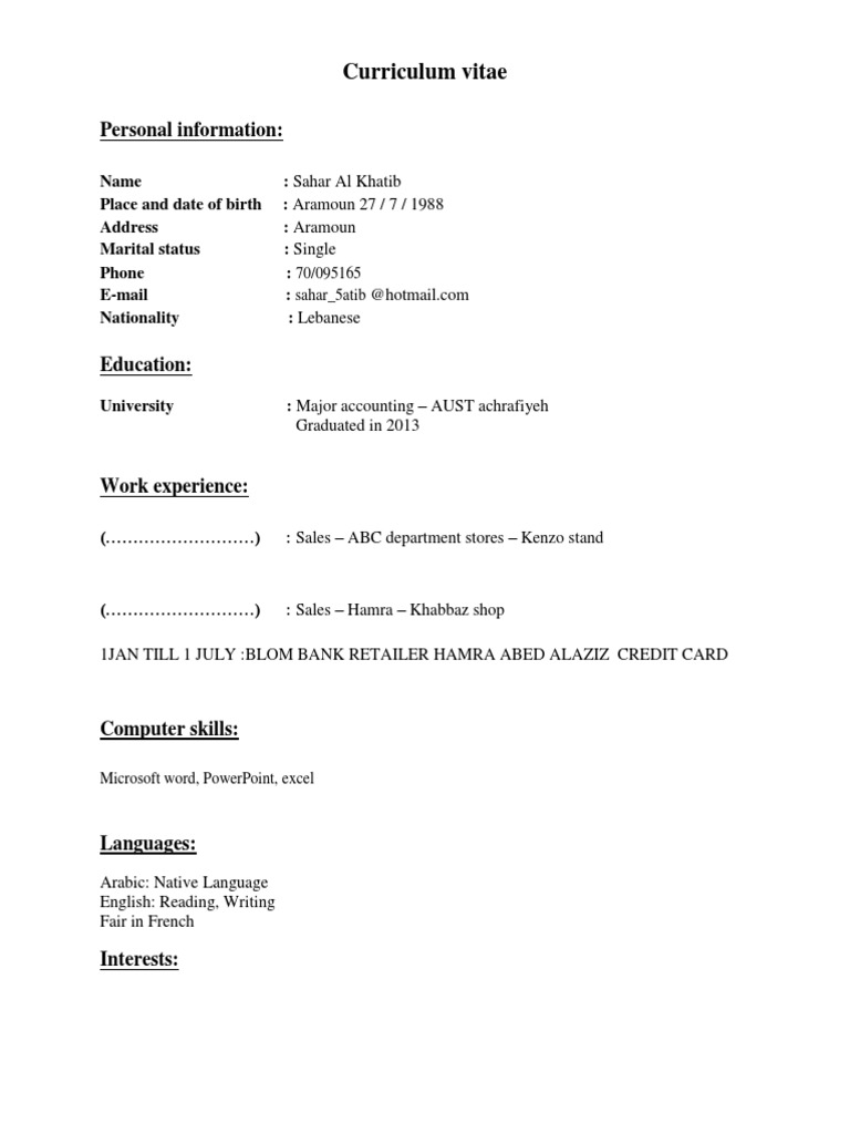 Personal Information:: Curriculum Vitae | PDF