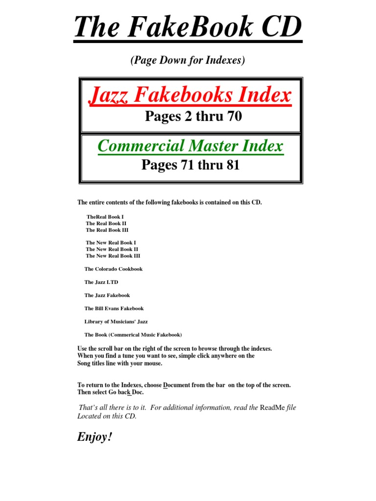Jazz Fakebooks Index: The Fakebook CD | PDF | Mystery, Thriller & Crime ...