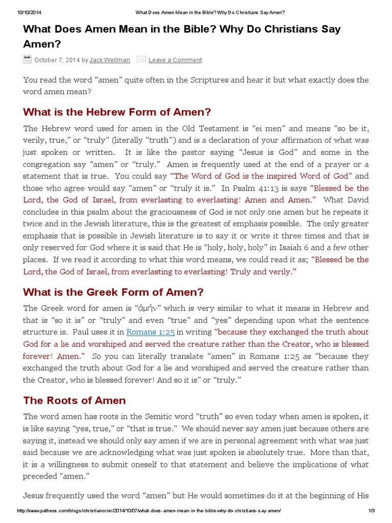 What Does Amen Mean in The Bible | PDF | Amen | Bible Content