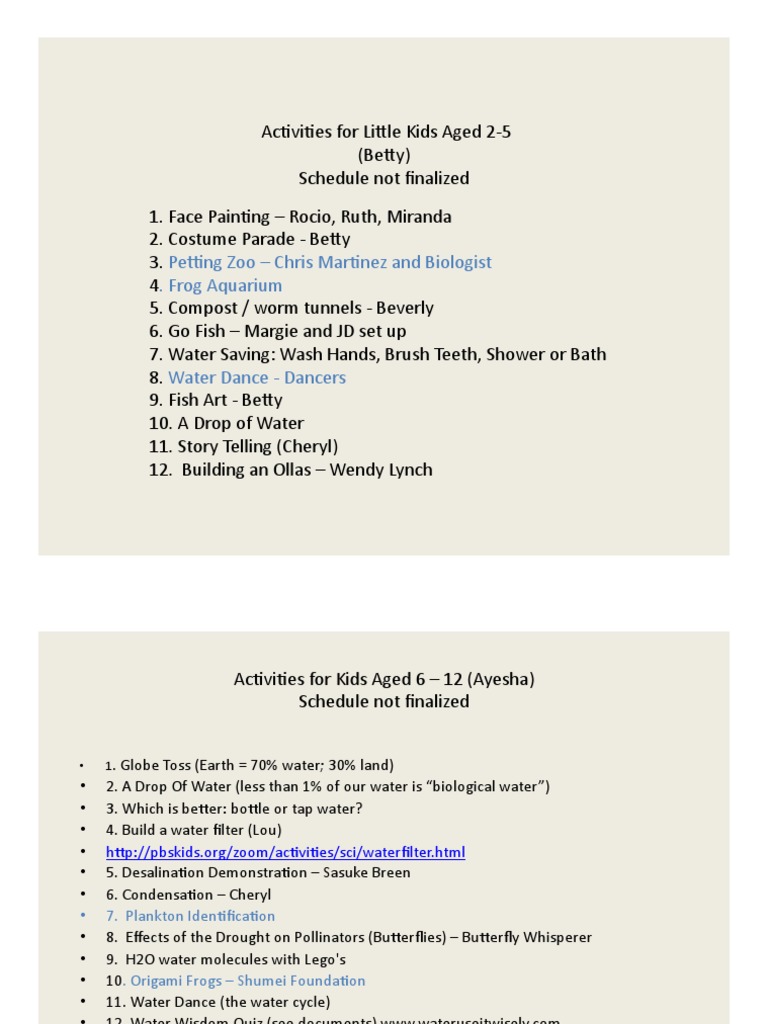 Water Fair Activities | PDF | Social Science