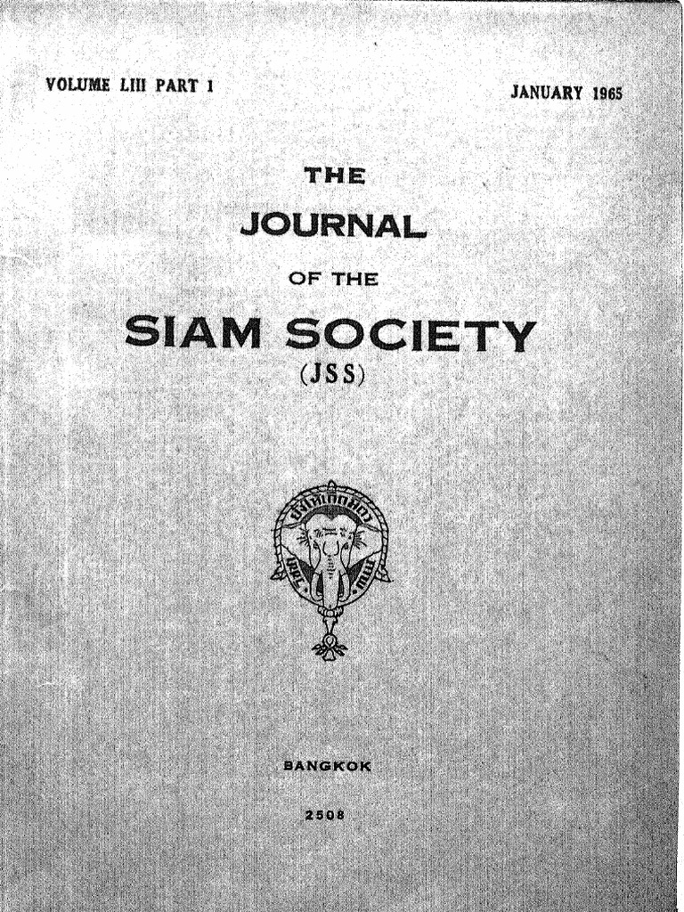 The Journal of The Siam Society Vol. Liii Part 1-2-1965 | PDF | Vault ...