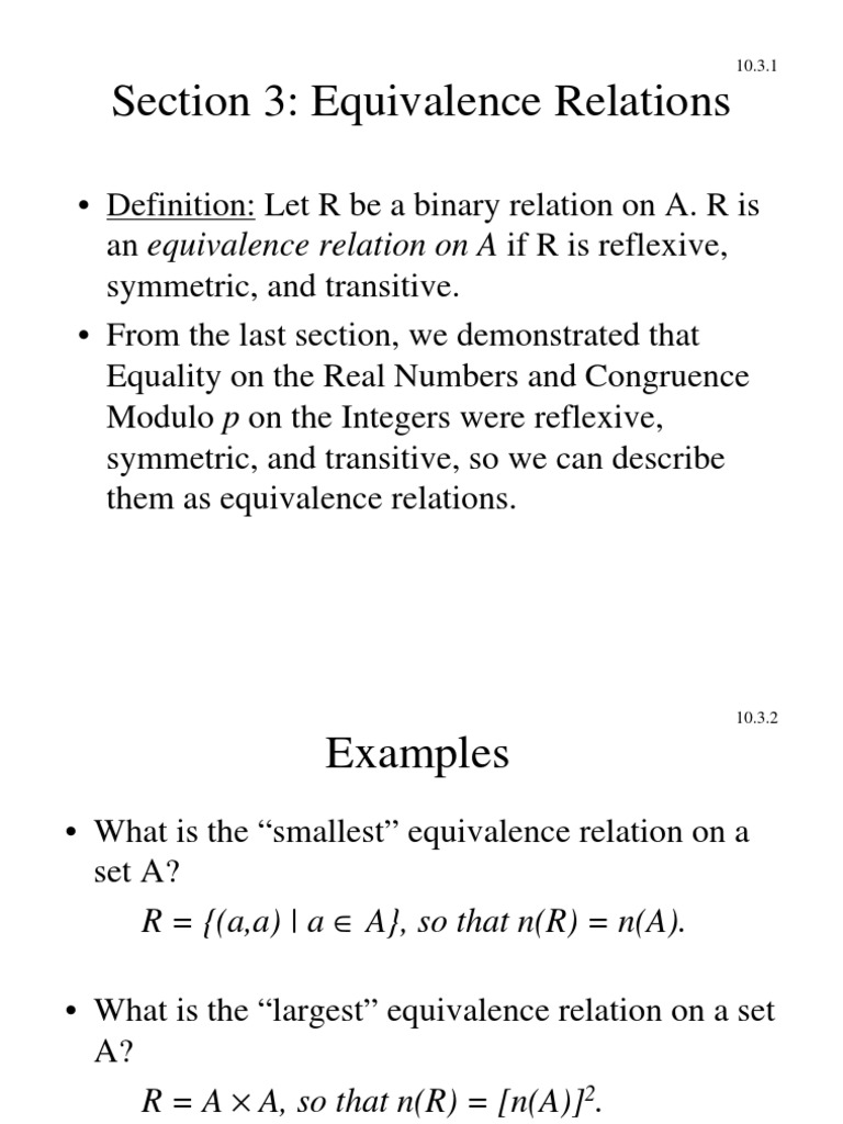 Section 3: Equivalence Relations | Download Free PDF | Discrete ...