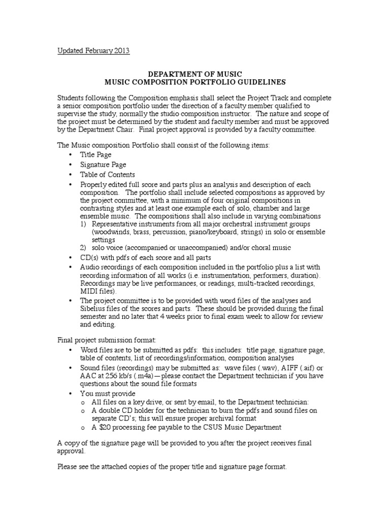Composition Portfolio Guidelines Rev 2 13 | PDF | Musical Compositions ...