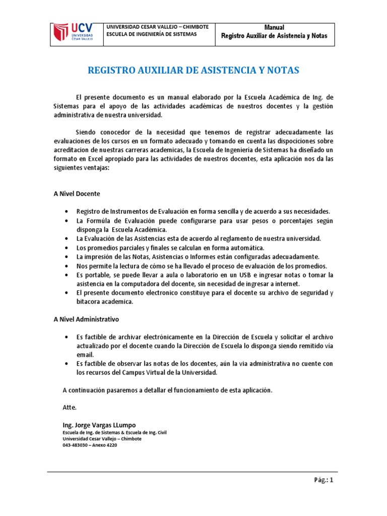 Manual Registro Auxiliar de Asistencia y Notas | PDF | Decimal ...