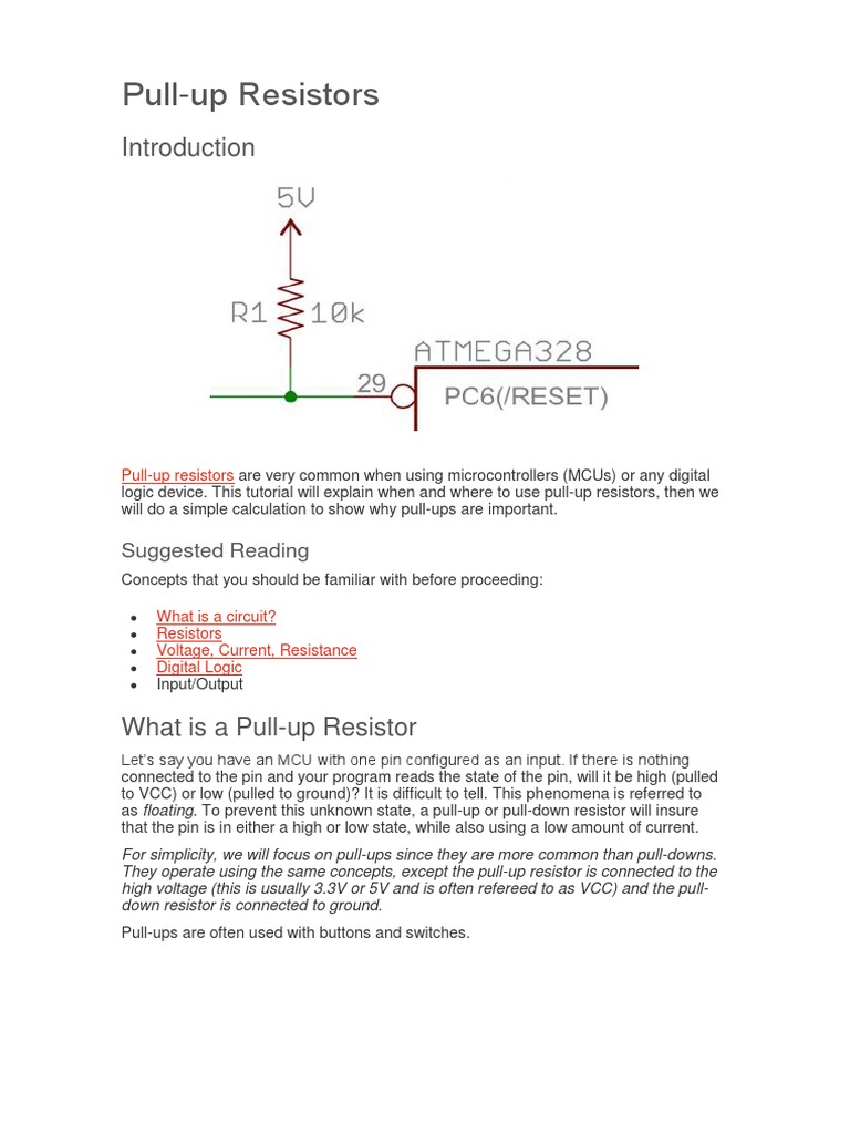 Pull-Up Resistors: Suggested Reading | PDF