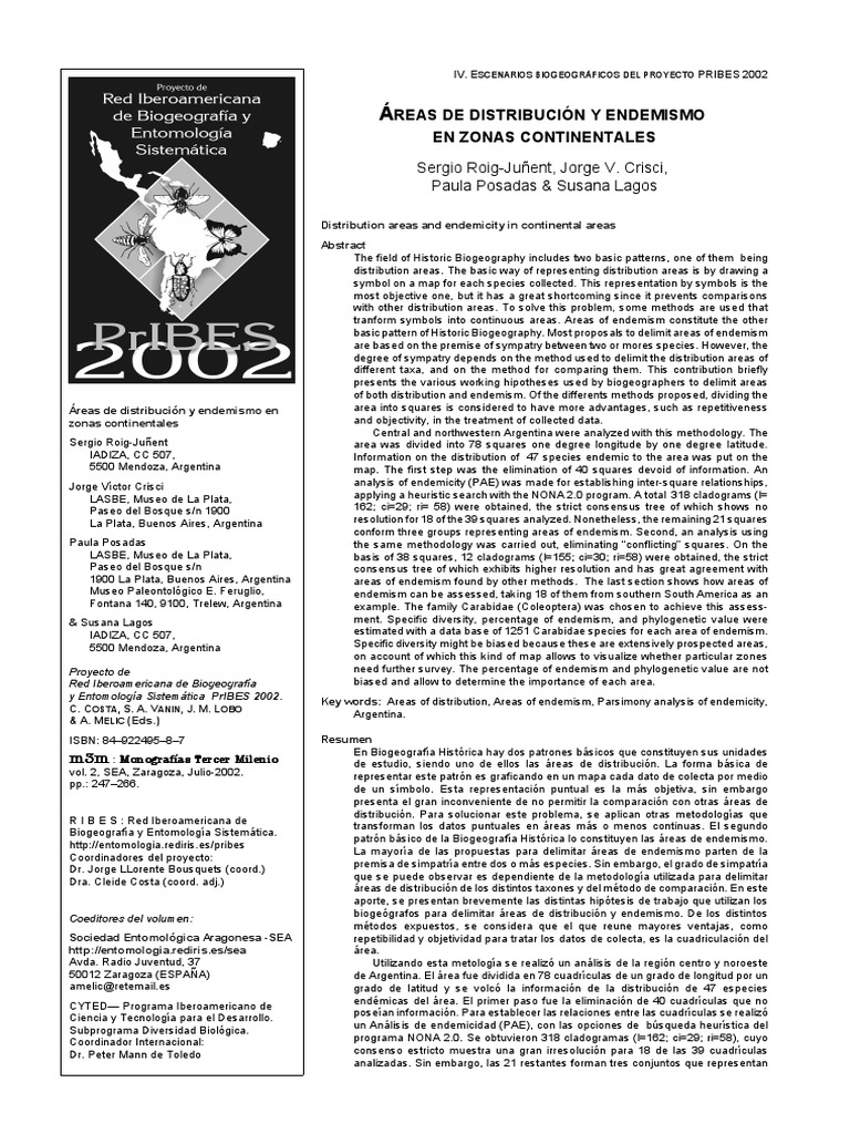 Sergio Roig-Juñent, Jorge V. Crisci, Paula Posadas & Susana Lagos ...