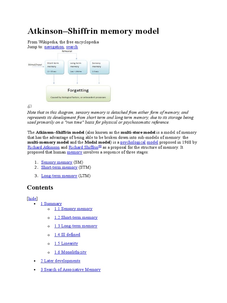 Atkinson-Shiffrin Memory Model Explained | PDF | Memory | Recall (Memory)