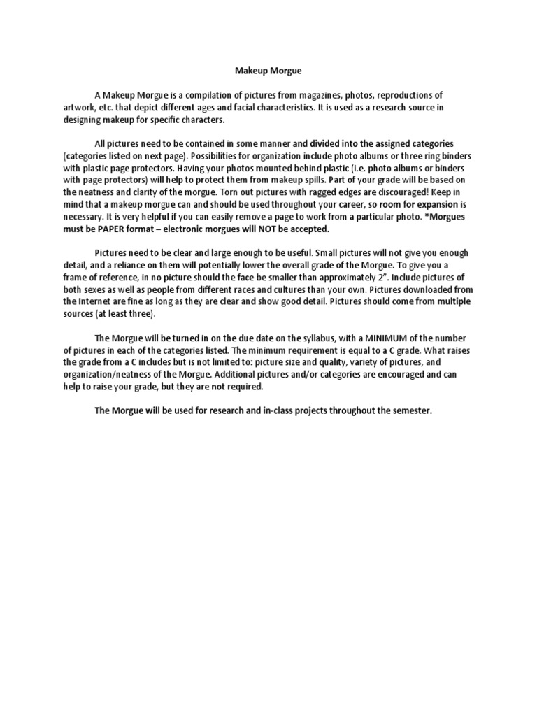 Makeup Morgue Requirements-8 | PDF | Photograph