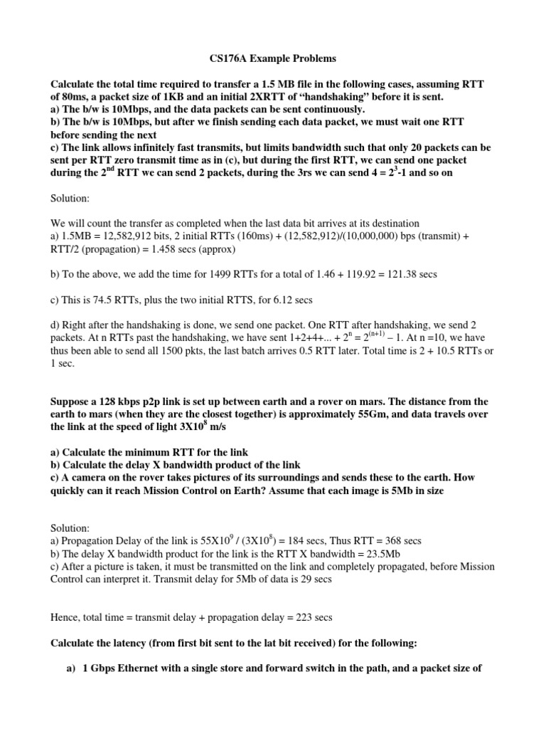 Example Problems Pdf Network Packet Network Congestion