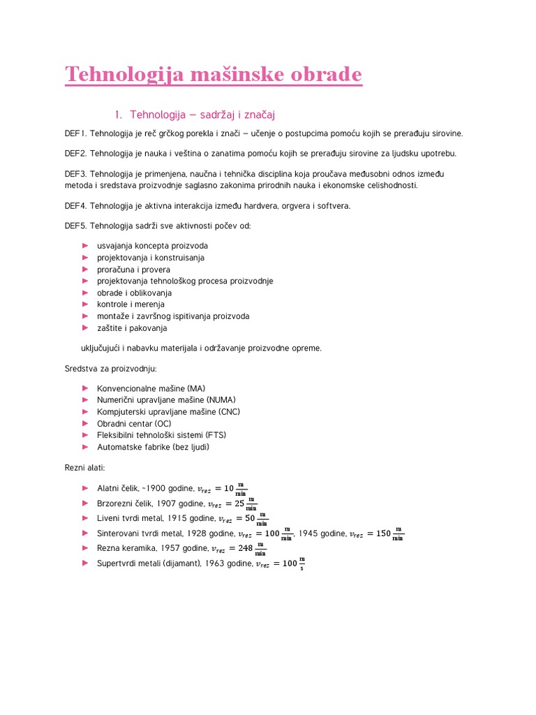 Tehnologija Mašinske Obrade PDF | PDF