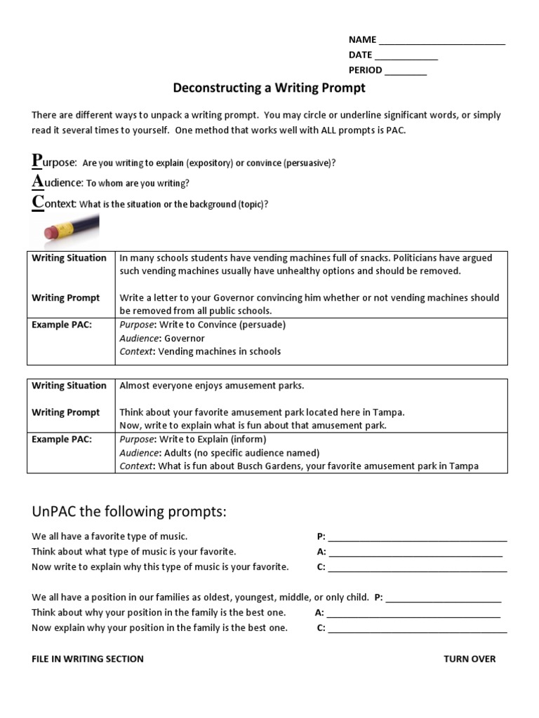 Deconstructing Writing Prompts Guide | PDF | Essays | Behavior Modification