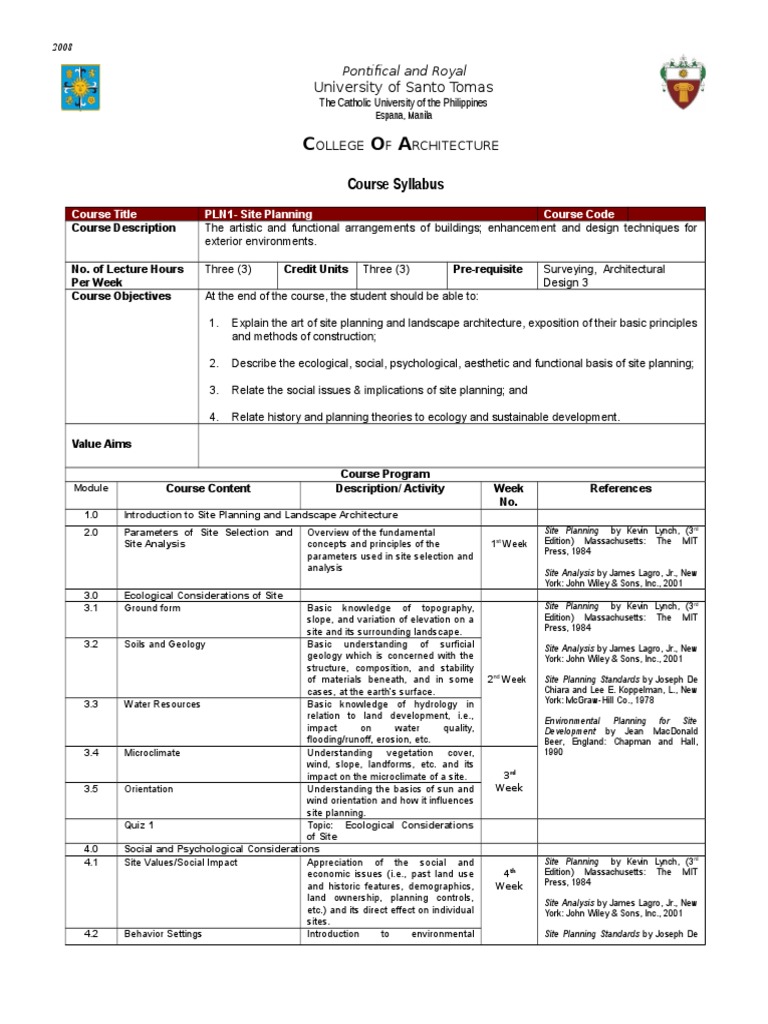 Architecture Santo Tomas Syllabus | PDF | Natural Environment | Landscape
