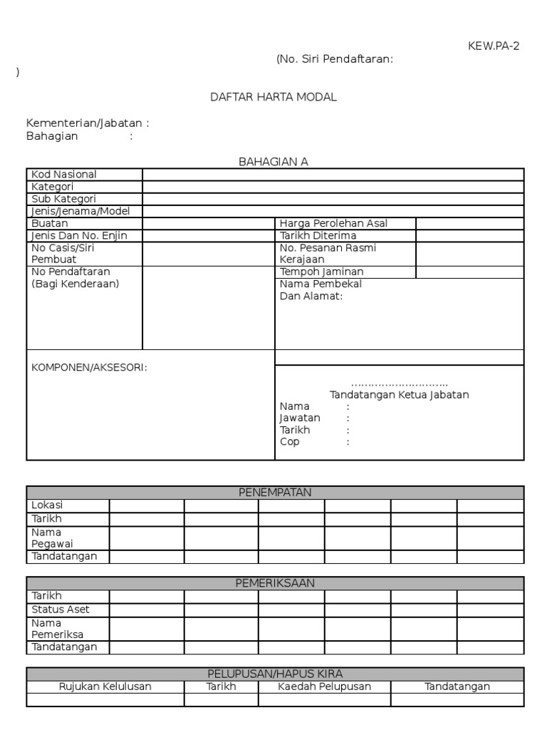 KEW (1) .PA-2 (Daftar Harta Modal) | PDF | Business