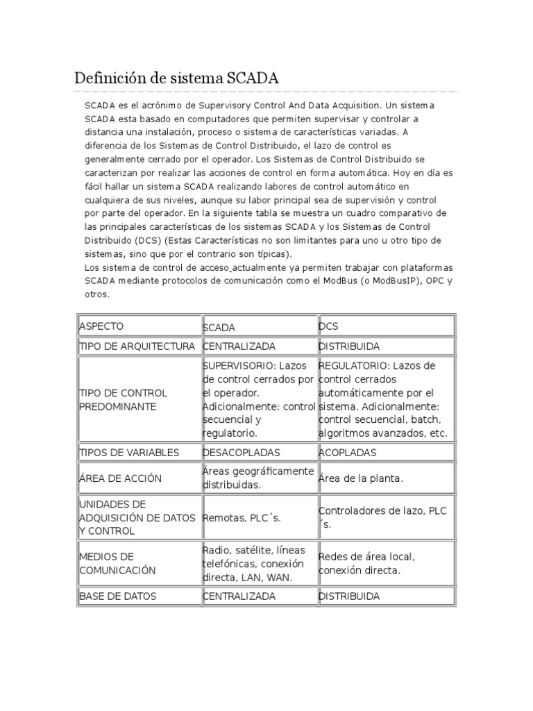 Definición de Sistema SCADA | PDF | Scada | Ingenieria Eléctrica