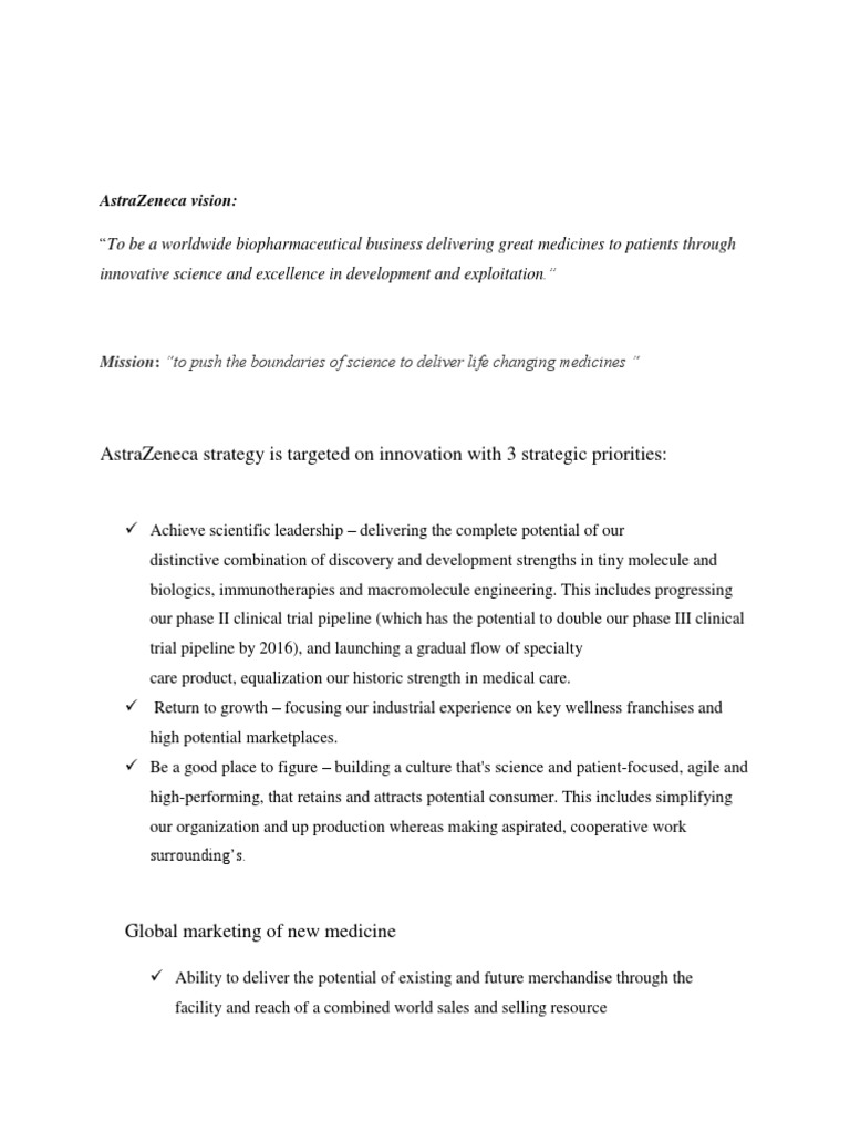 Astrazeneca Strategy Is Targeted On Innovation With 3 Strategic ...